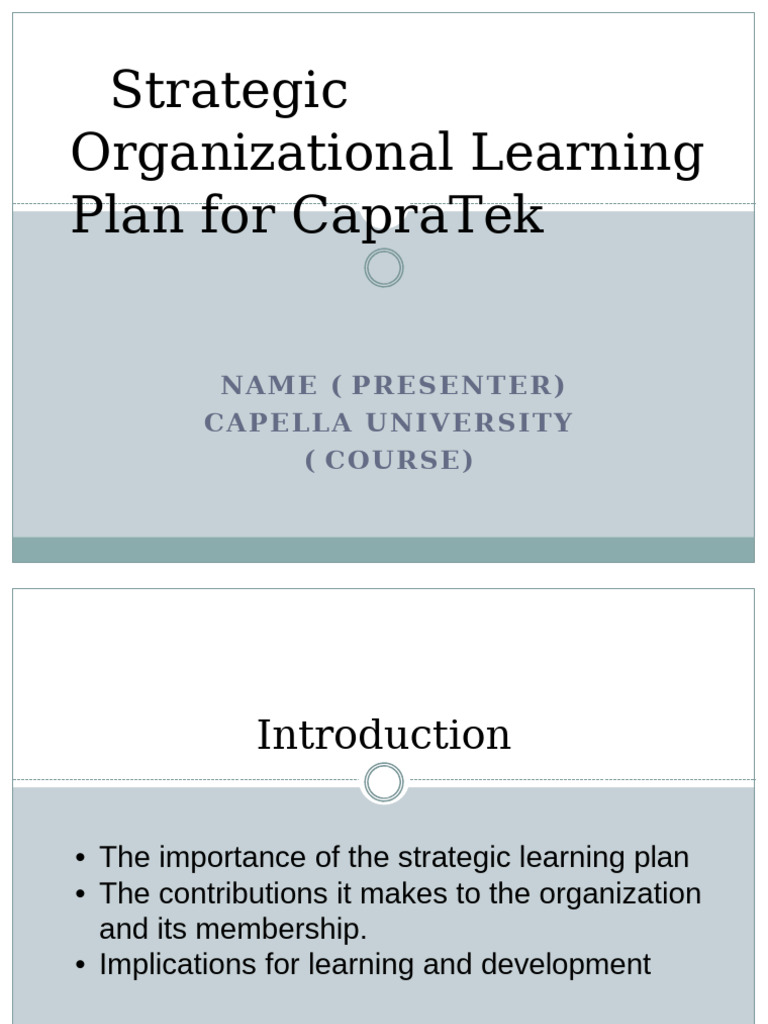 Strategic Organizational Learning Plan | PDF | Educational Technology ...