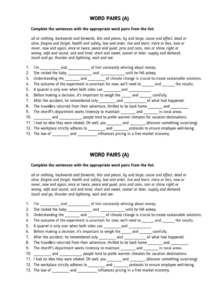Word Pairs | PDF