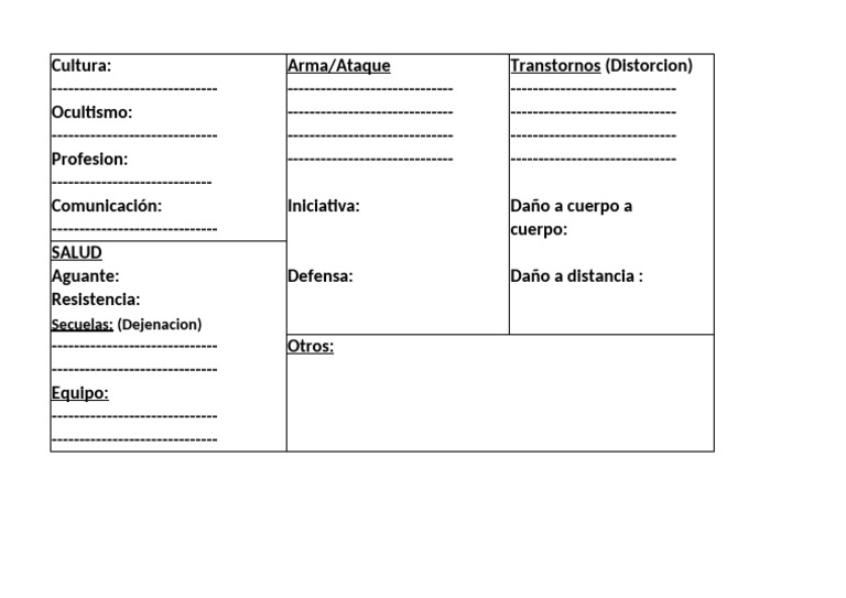 Ficha (Parte de Atras) | PDF