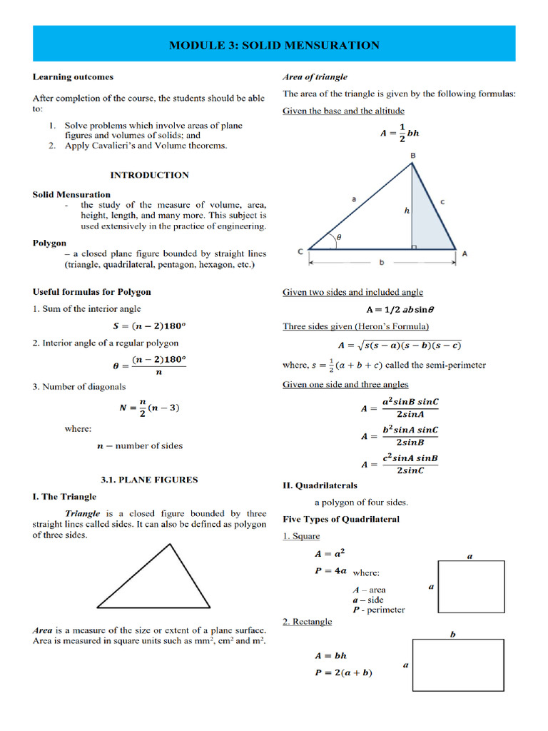 Solid Mensuration | PDF