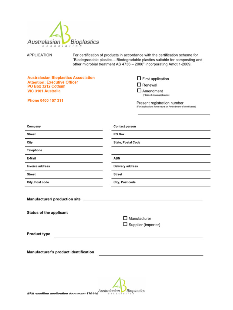 ABA Seedling Application Form July 2019 | PDF
