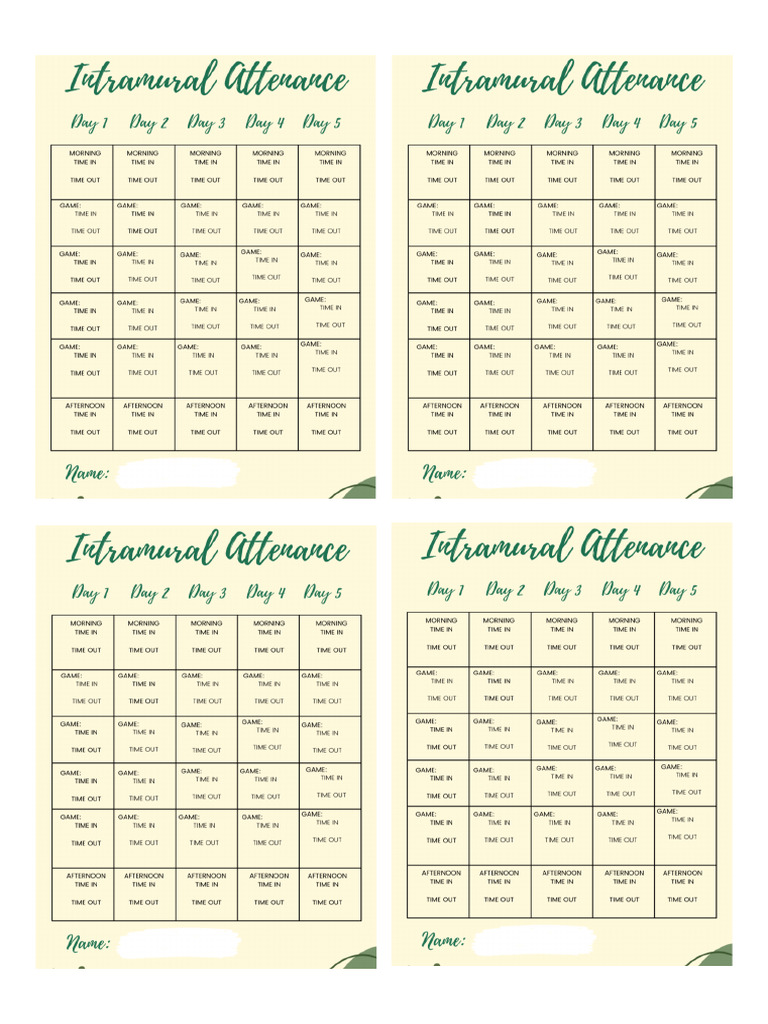 Intrams Attendance Sheet | PDF