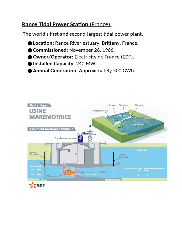 Rance Tidal Power Station Overview | PDF | Sustainable Energy ...
