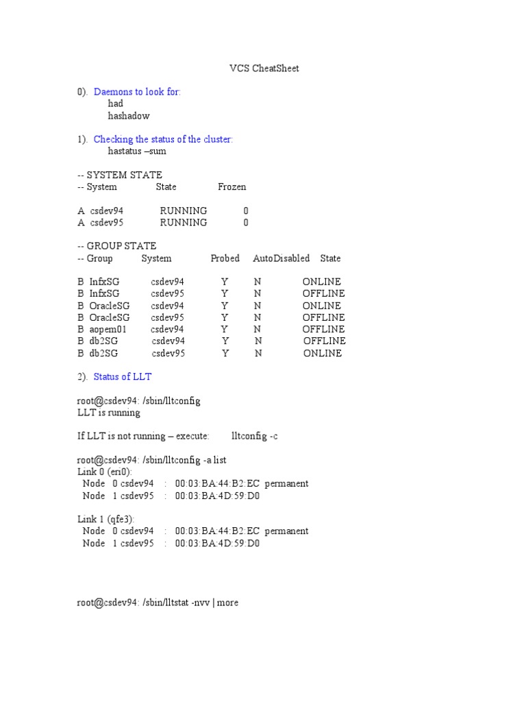 913 VCS Cheatsheet | PDF | Utility Software | Operating System Technology