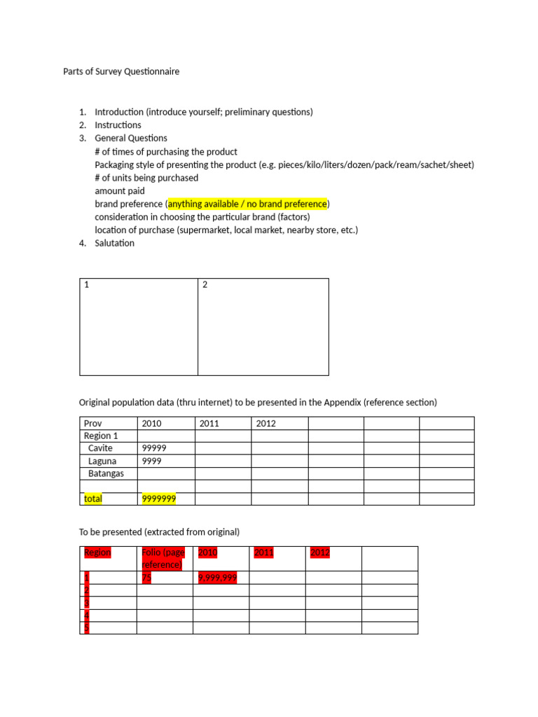 Parts-of-Survey-Questionnaire | PDF