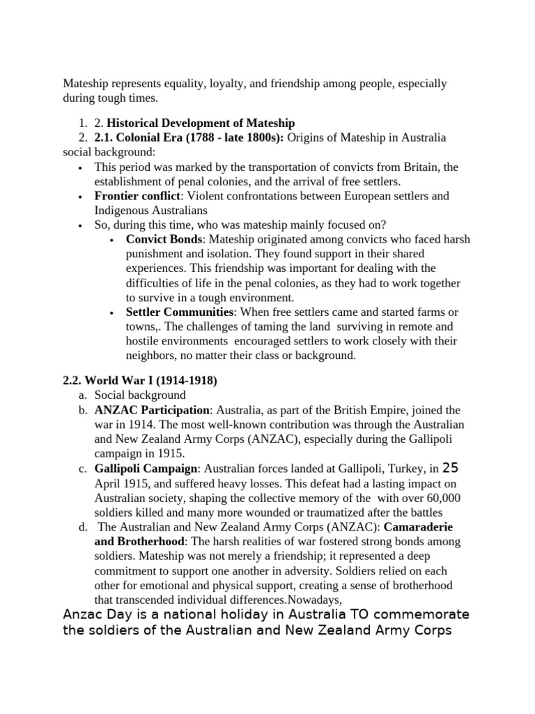 Mateship Represents Equality | PDF | Australia | Australian And New ...