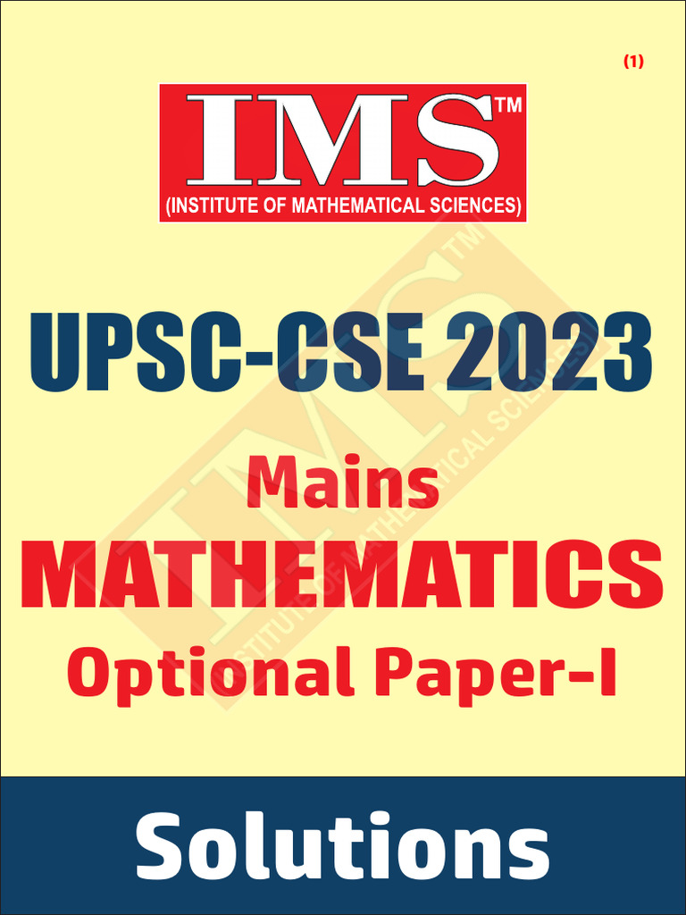UPSC 2023 Mathematics Solution Paper-I | PDF