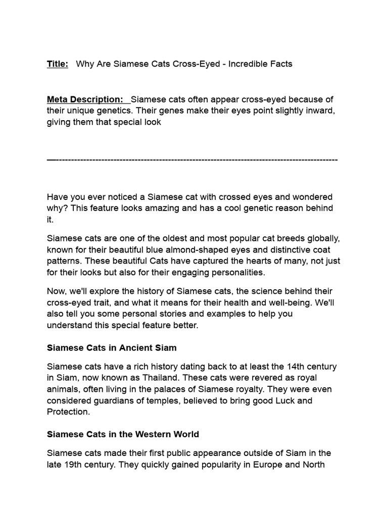 Why Are Siamese Cats Cross-Eyed | PDF | Cats