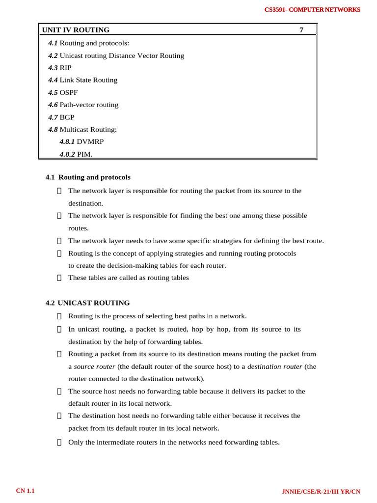 UNIT 4 | PDF | Routing | Multicast