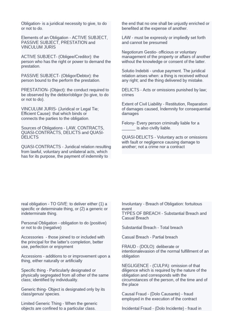 OBLIGATIONS AND CONTRACTS 1.1 | PDF | Law Of Obligations | Consent