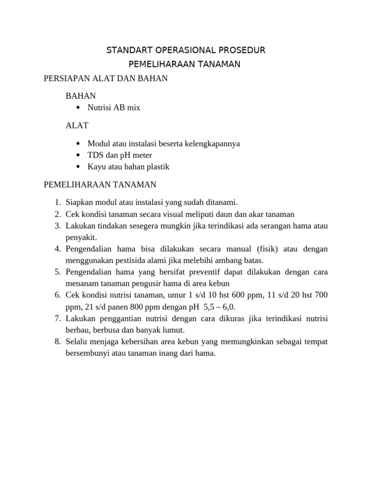 SOP Pemeliharaan Tanaman | PDF