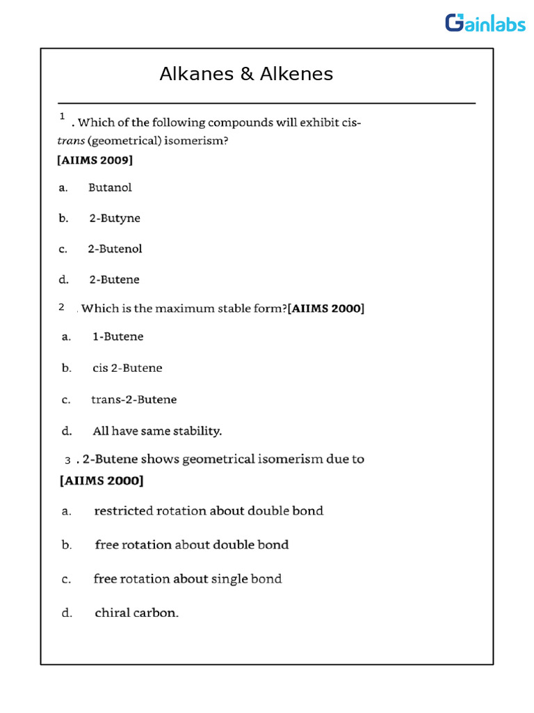 Alkanes Alkenes | PDF