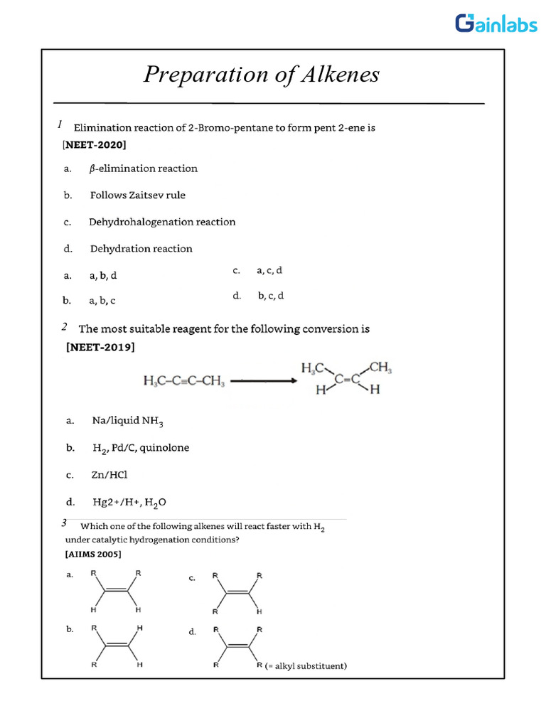 Alkene Preparation | PDF