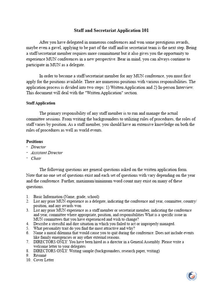 MUN Staff & Secretariat Guide | PDF | Committee