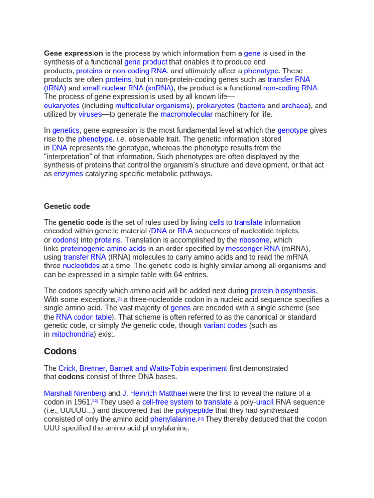 Gene Expression | PDF | Genetic Code | Gene