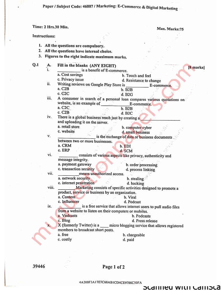 Commerce - Bms Bachelor of Management Studies - Semester 5 - 2023 - November - Elective ...