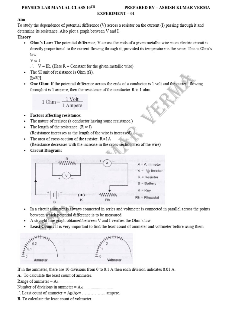 PHYSICS LAB MANUAL CLASS 10TH (1) | PDF | Mirror | Refraction