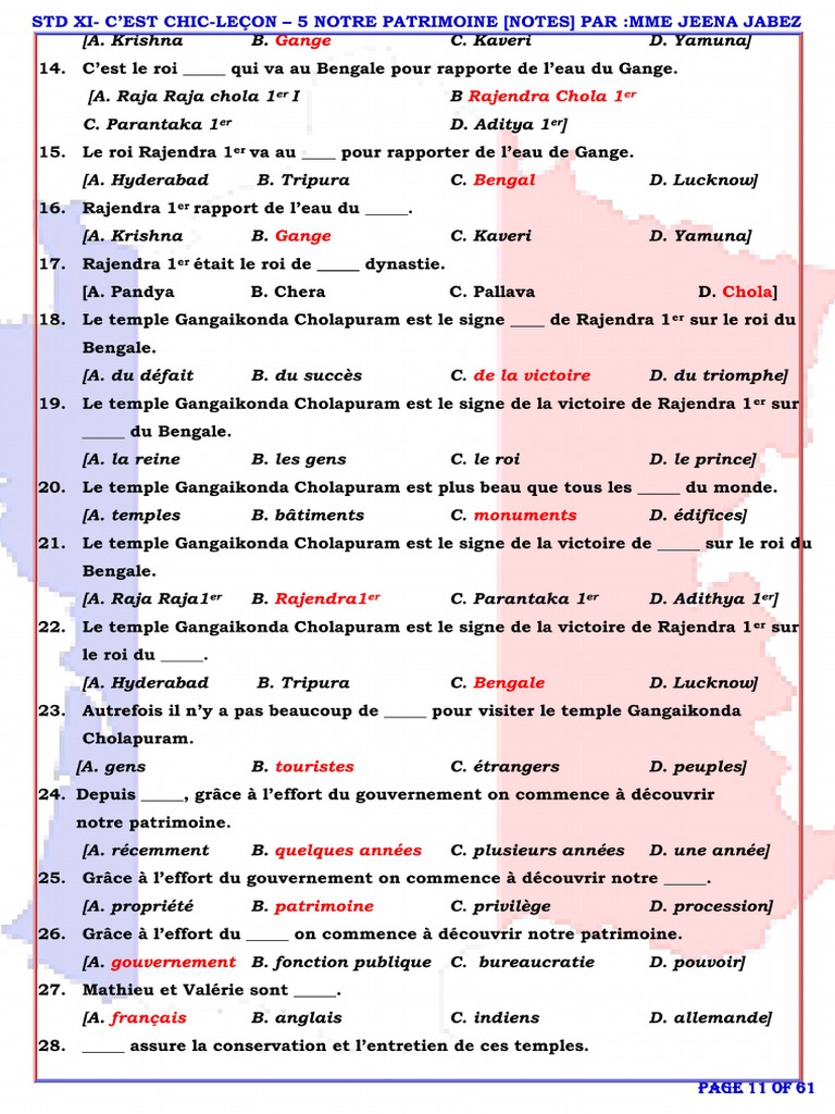 11th French Lesson 1 to 8 Study Materials French Medium PDF Download ...