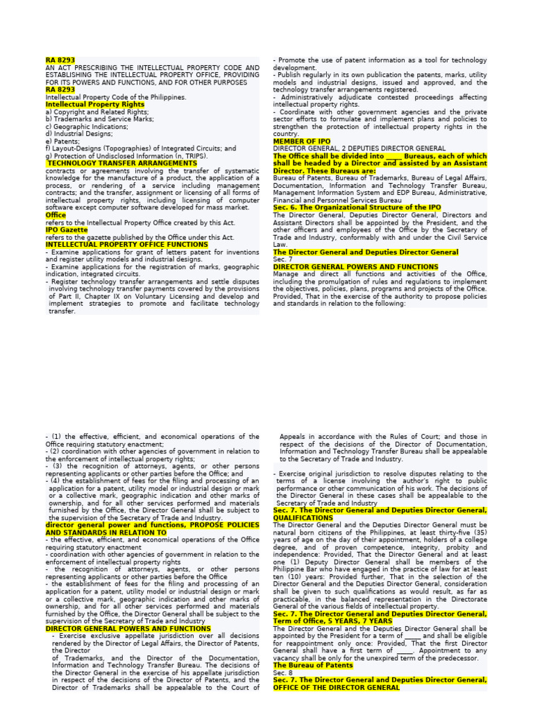 Ra 8293 Tun-Anan | PDF | Intellectual Property | Patent