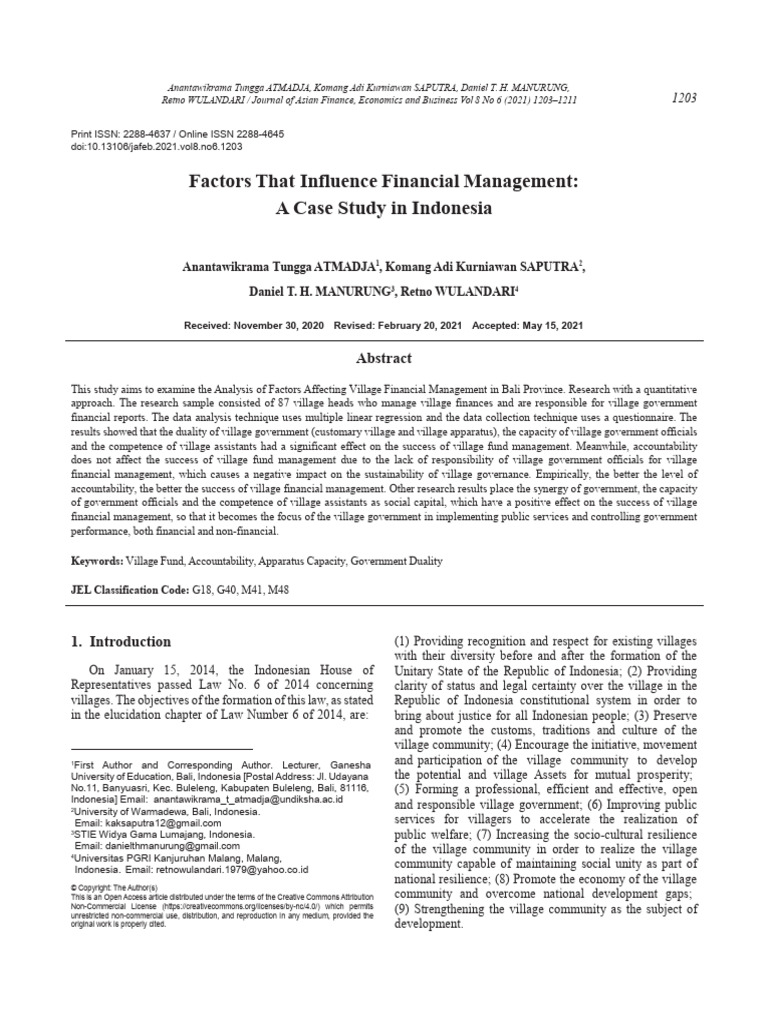 Factors That Influence Financial Management - A Case Study in Indonesia ...