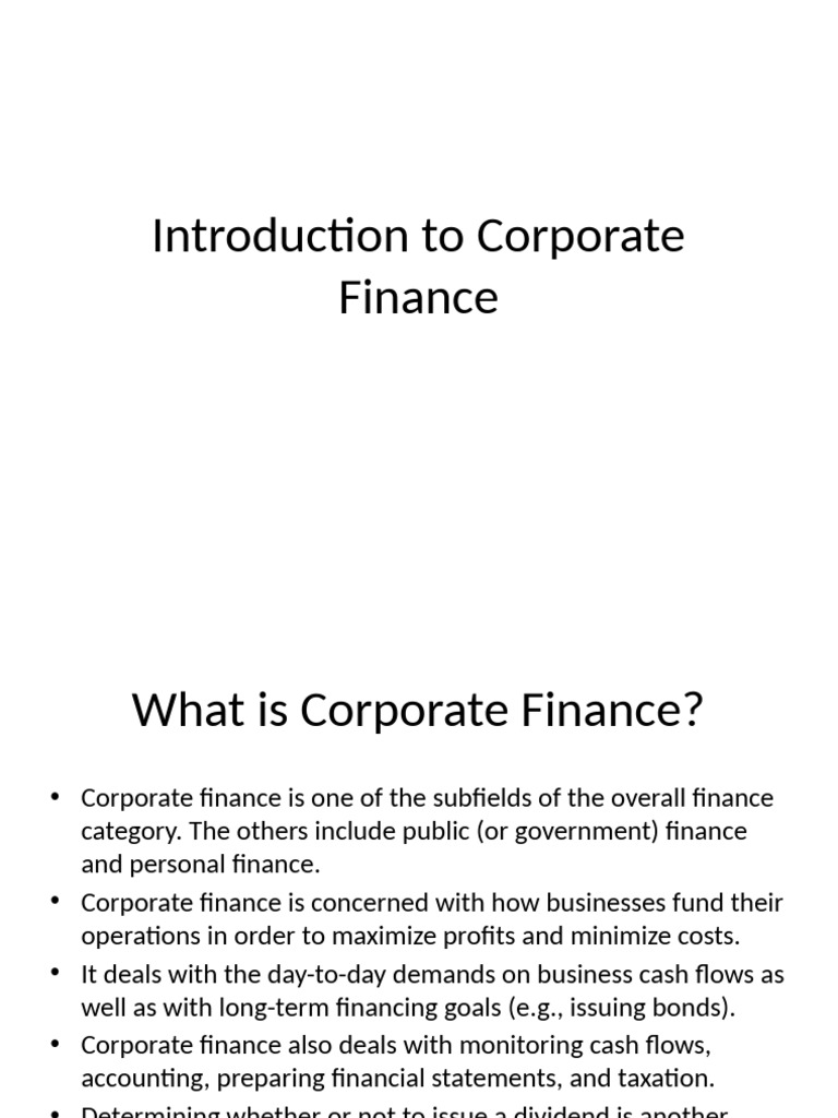 PU PPT Corporate Finance Introduction | PDF | Partnership | Sole Proprietorship