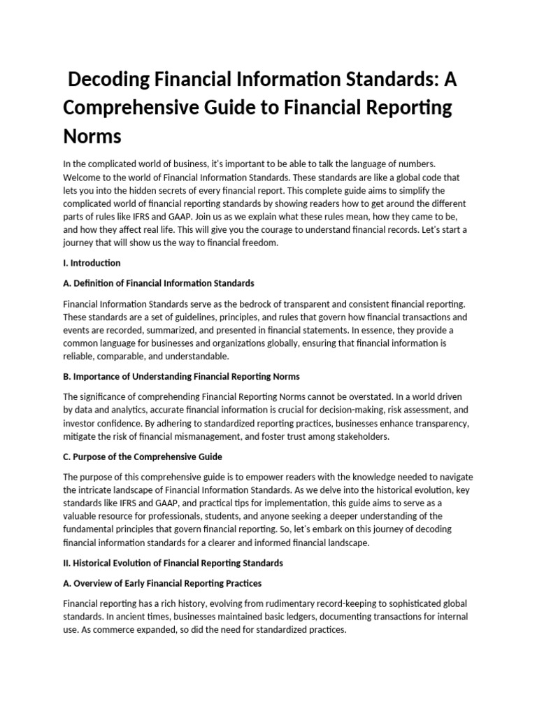 Financial Reporting Standards Explained | PDF | International Financial Reporting Standards ...