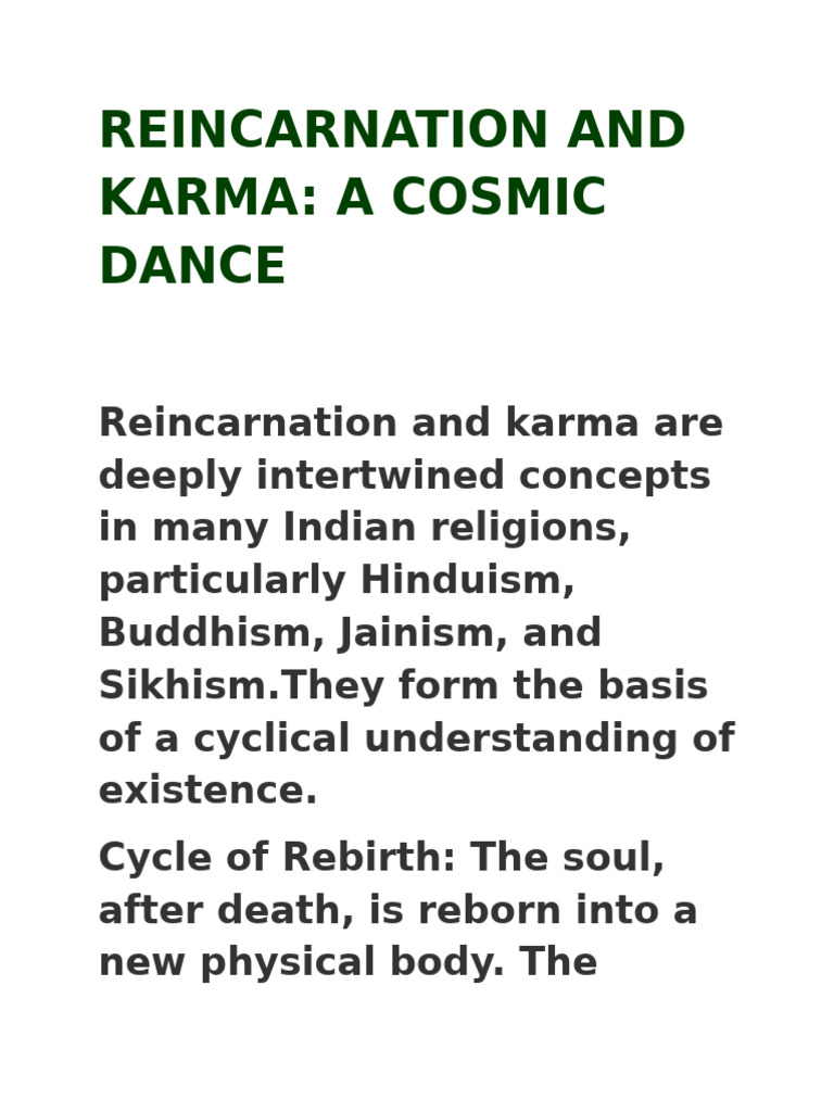 Reincarnation & Karma Explained | PDF
