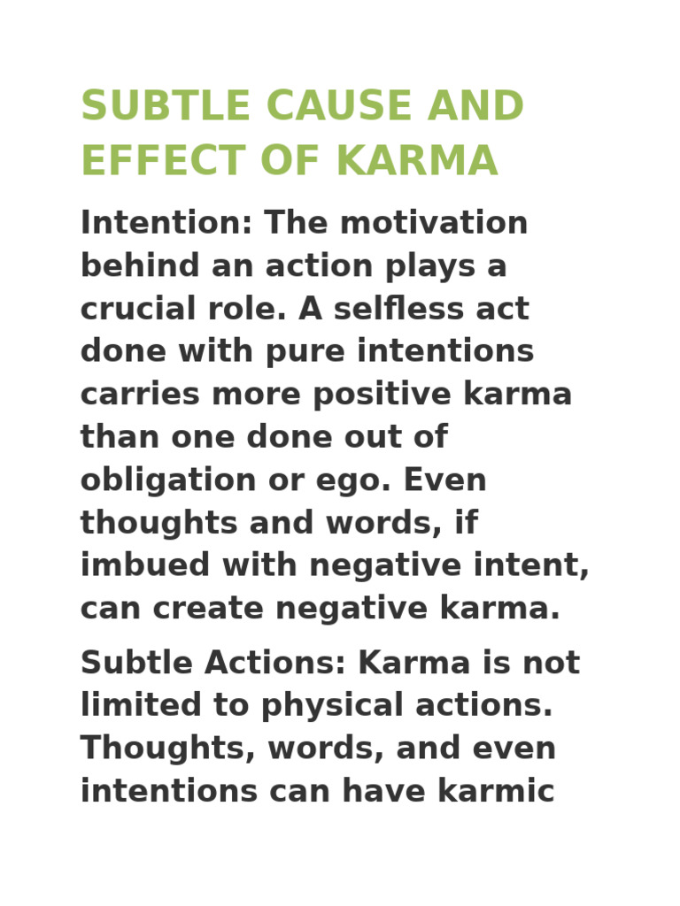 Understanding Karma's Subtle Effects | PDF
