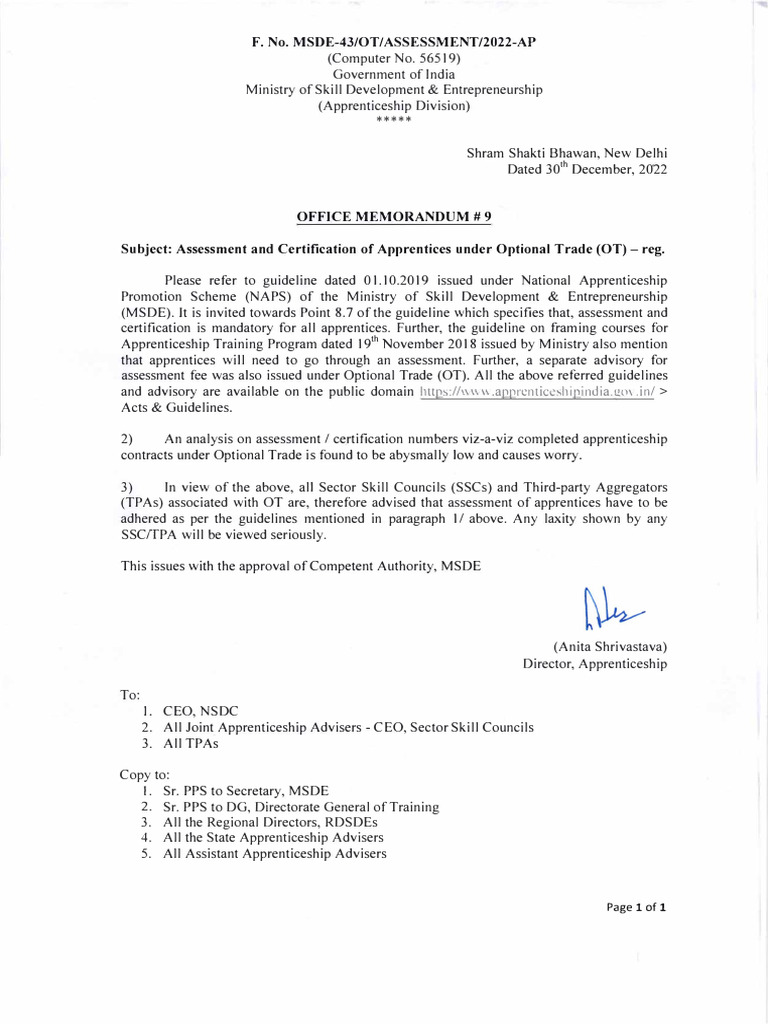 NAPS Apprenticeship Assessment Guidelines | PDF | Apprenticeship | Business