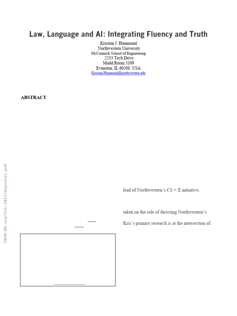 Kristian J. Hammond - 2023 - Law, Language and AI Integrating Fluency and Truth | PDF ...