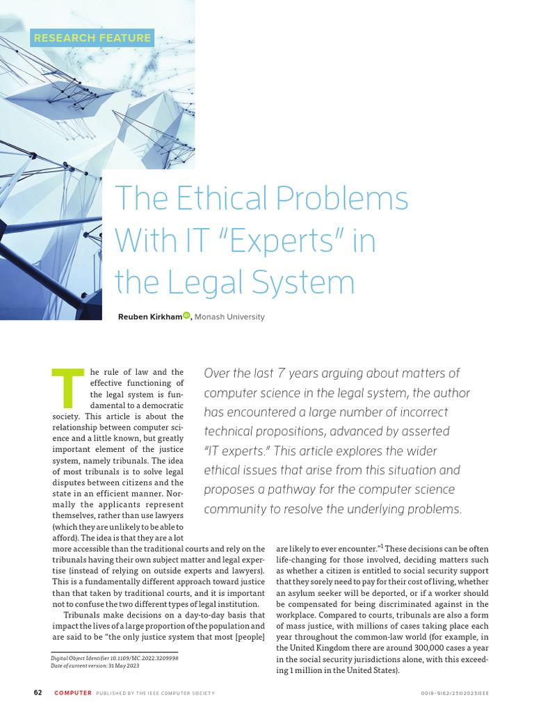 Ethical Issues in IT and Legal Tribunals | PDF | Cost Of Living | Tribunal