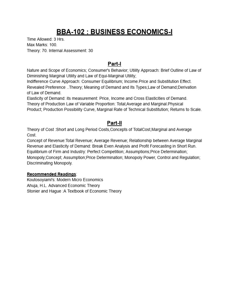Bba1 Economics | PDF