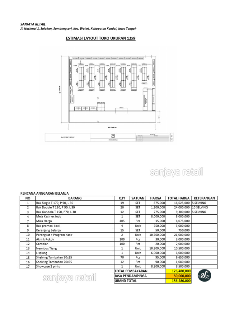 Layout & Rab Toko Ukuran 12x9 Bu Tutik | PDF
