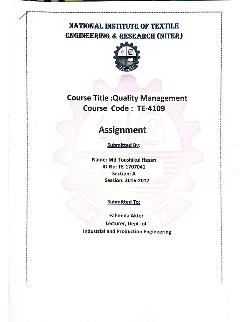 QM ASSIGNMENT 1 | PDF