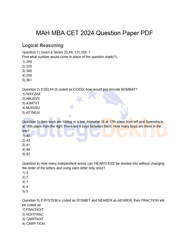 mah-mba-cet-2024-question-paper-pdf | PDF