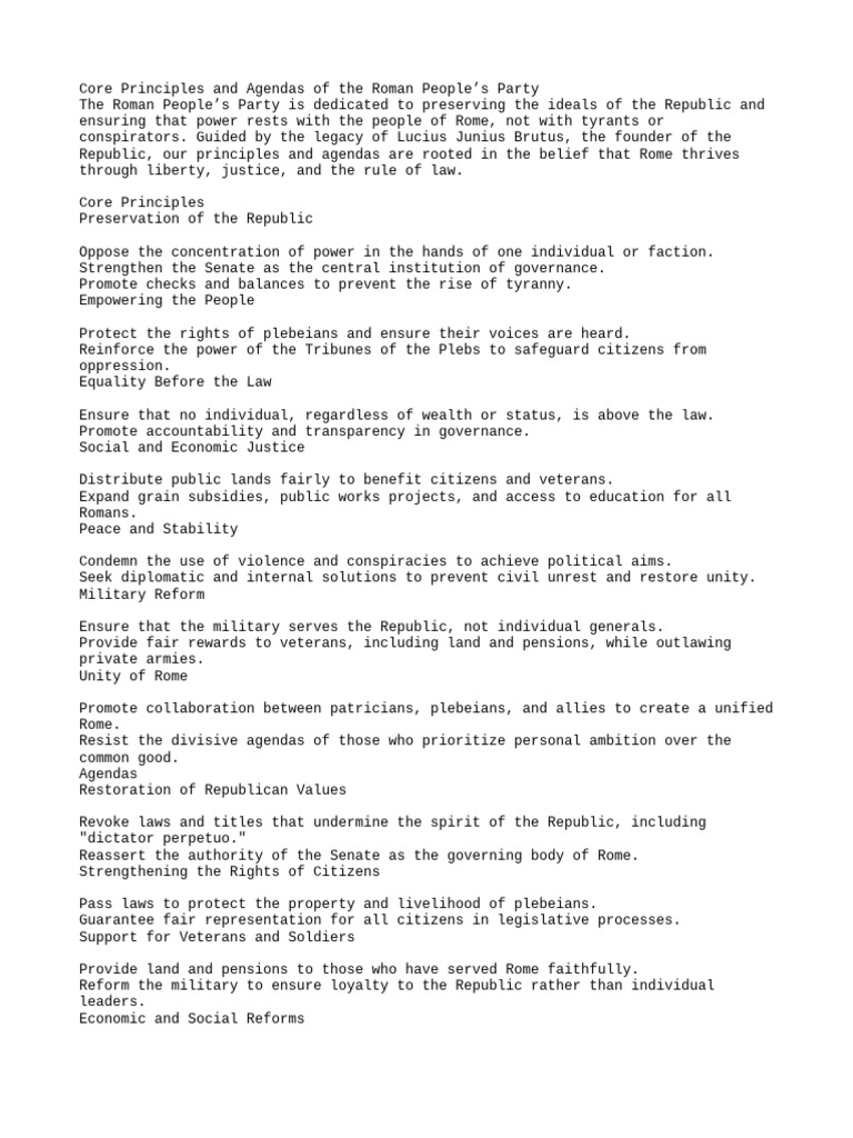 Core Principles and Agendas of The | PDF | Roman Republic | Ancient Rome