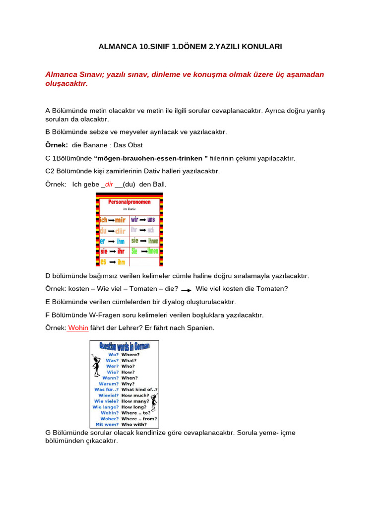 10.sinif alt kur 1.donem 2.yazili konulari | PDF