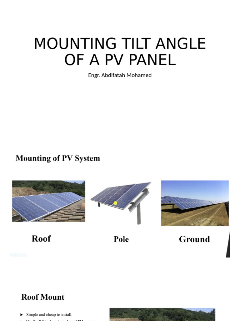 Mounting Tilt Angle of A PV Panel | PDF