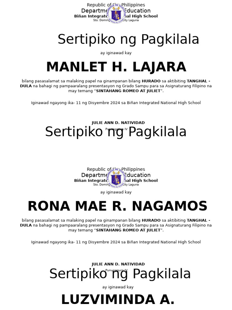 Hurado - Romeo at Juliet | PDF