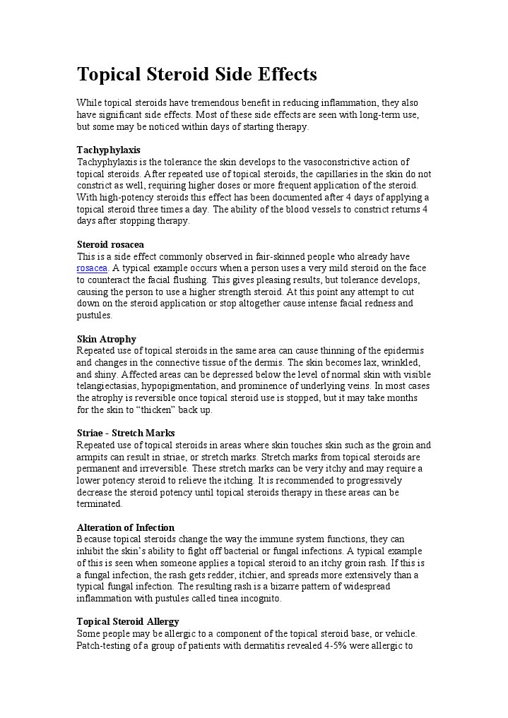 Topical Steroid Side Effects Guide | PDF