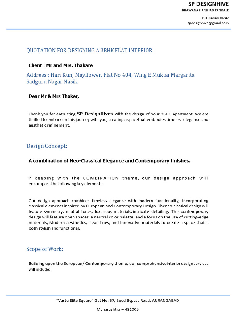 QUOTATION FOR MR & Mrs.Thakare | PDF | Kitchen