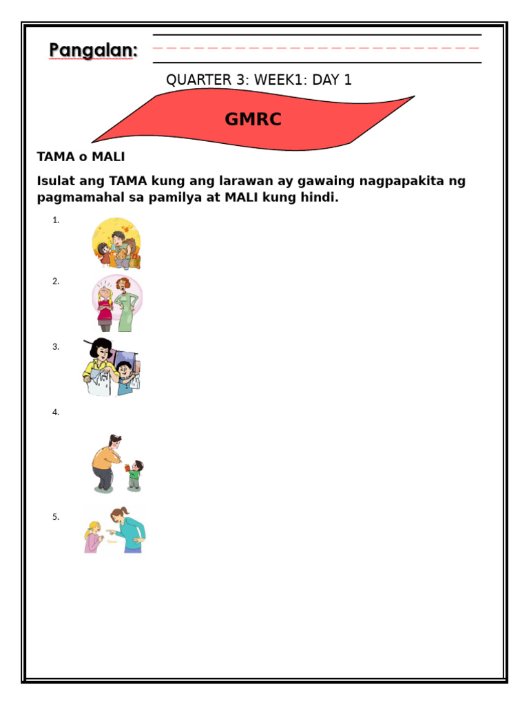 Worksheet GMRC1 Q3 Week1 | PDF
