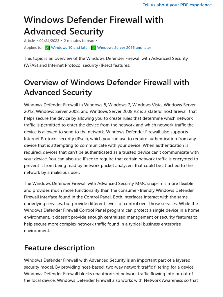 windows-security-threat-protection-windows-firewall | PDF | Computer ...