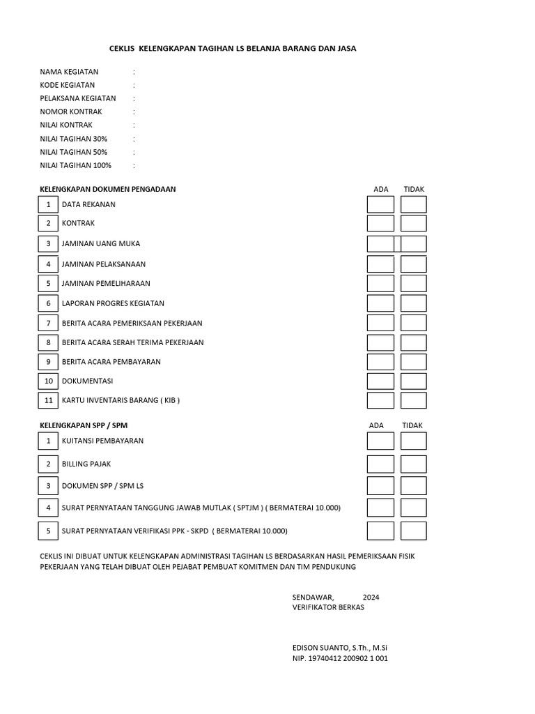 Ceklist SPP | PDF