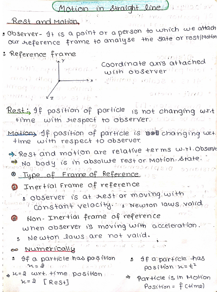 Motion in straight line | PDF