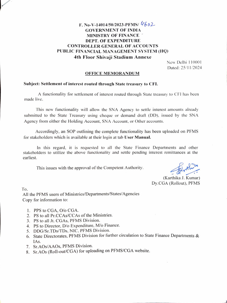 OM Dated 25.11.2024 and SOP | PDF | Cheque