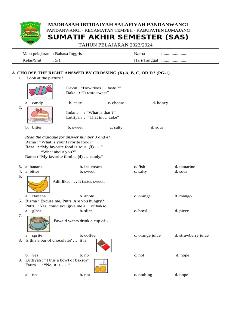 NASKAH SOAL BING SAS 5 | PDF | Indonesian Rupiah | Cuisine