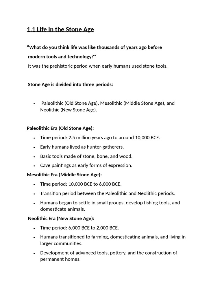 1.1 Life in The Stone Age | PDF