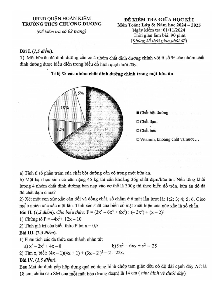De Giua Hoc Ki 1 Toan 8 Nam 2024 2025 Truong Thcs Chuong Duong Ha Noi | PDF