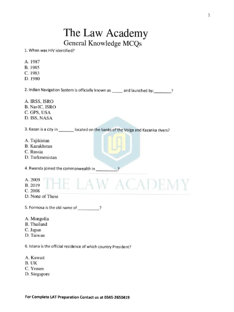 General Knowledge 09 The Law Academy | PDF | Global Politics